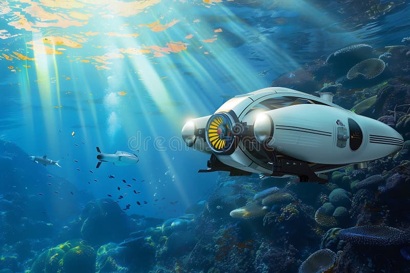 Deep-Sea Marine Vehicle Exploring the Ocean S Depths Stock Illustration ...