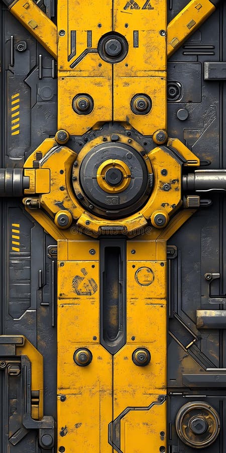 Futuristic Mechanical Design with Central Gear Stock Illustration ...