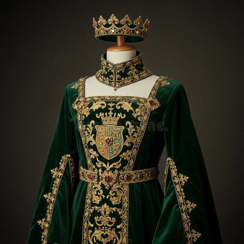 This Image Features a Medieval-style Gown Displayed on a Mannequin ...