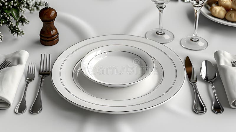 Medium Shot of a Dining Set on White Backdrop Stock Illustration ...