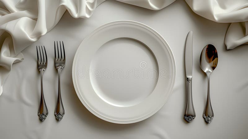 Medium Shot of a Dining Set on White Backdrop Stock Illustration ...