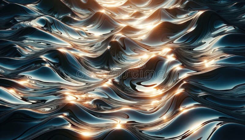 Abstract Liquid Metal Waves with Golden Highlights, AI Generated Stock ...