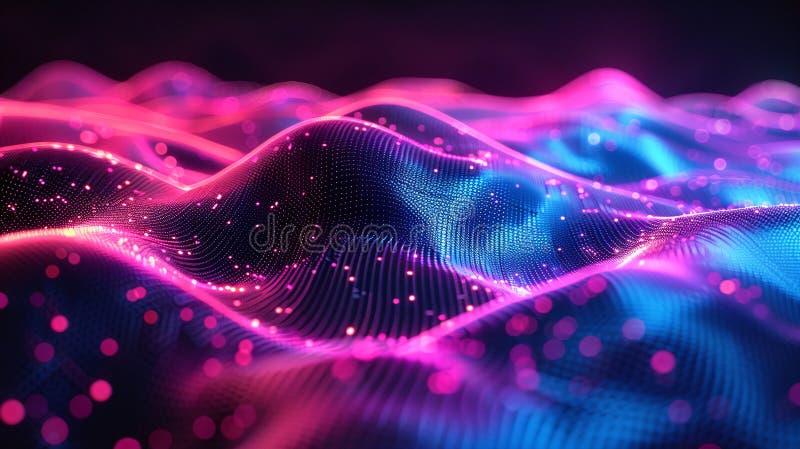 Vivid Neon Light Waves in Deep Blue and Magenta for High Tech ...