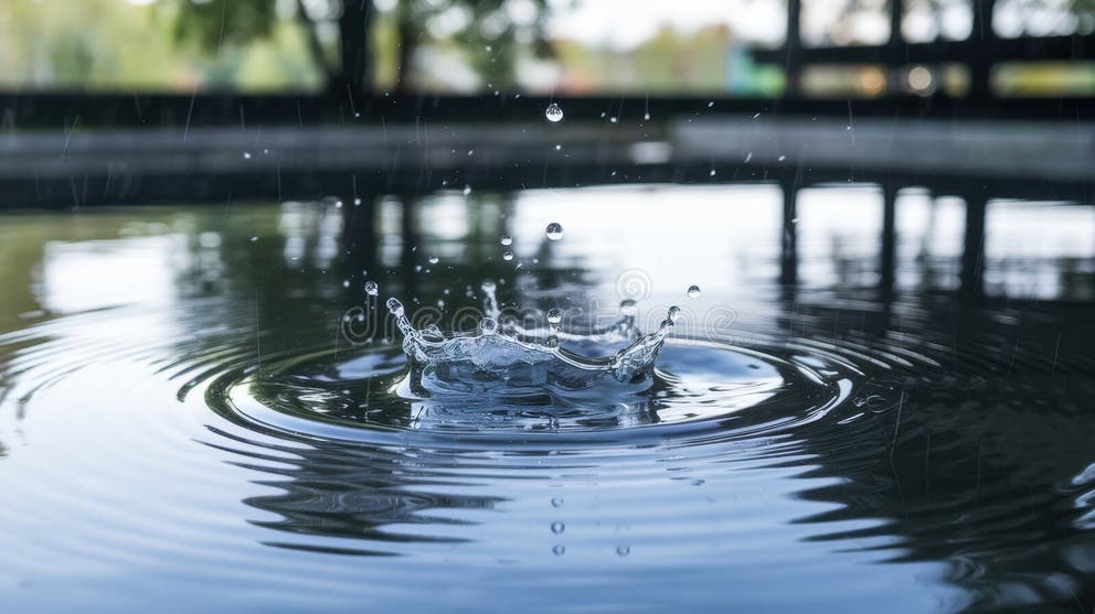 A Stunning Water Splash Captured in a Serene Pond Setting, Showcasing ...