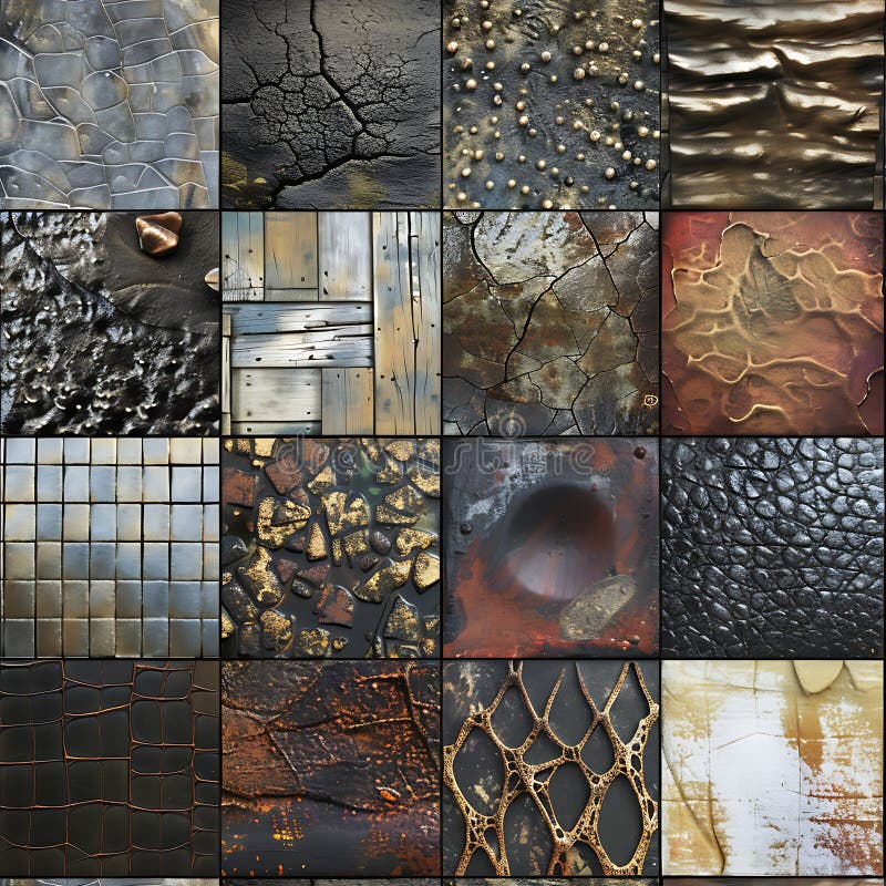 Metal Tiles with Varied Textures in a Repeating Pattern Stock ...