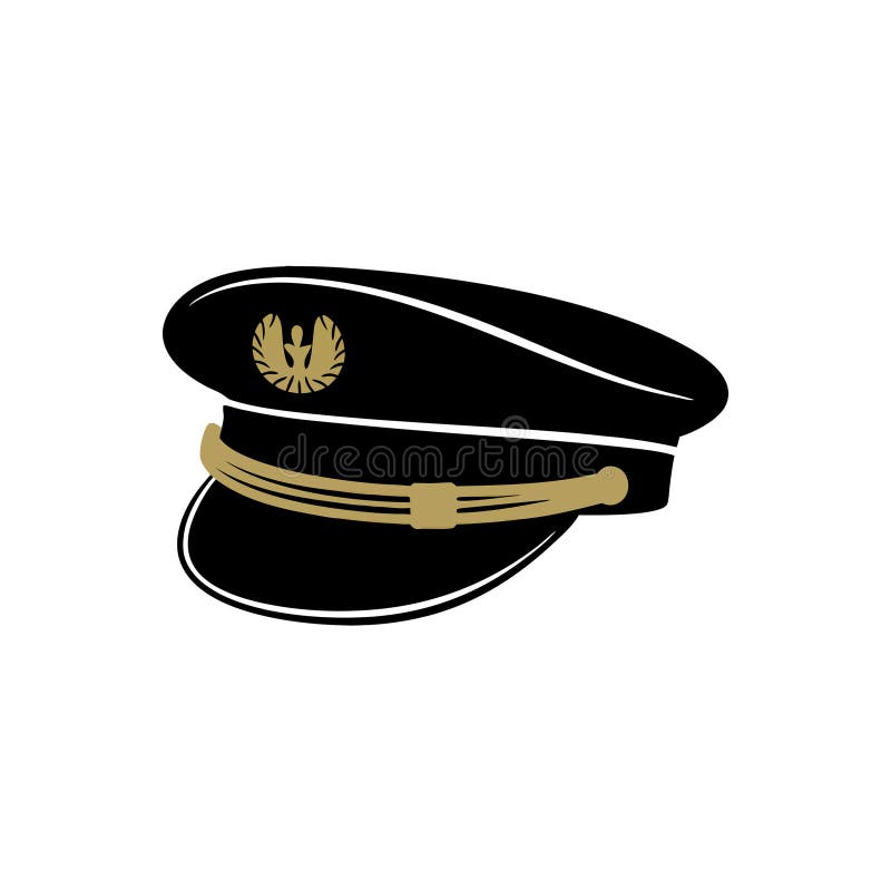 Pilot Captain Hat Vector Illustration with Gold Wing Emblem Artwork ...