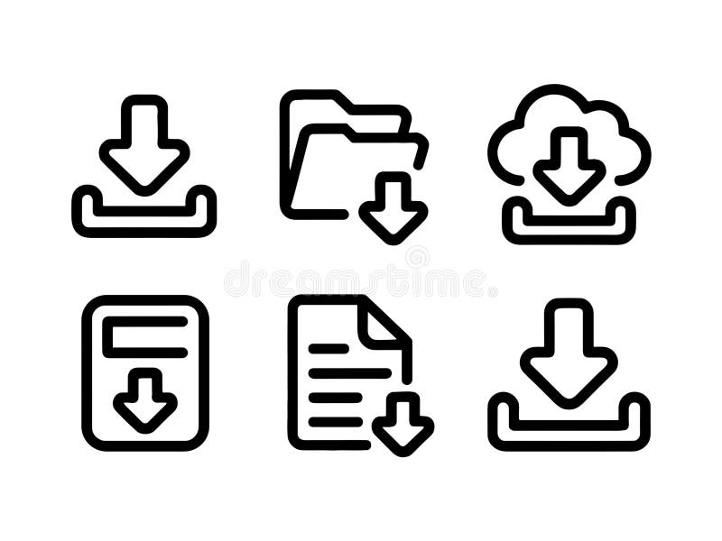 Downloads Set File Document Cloud Folder Symbols Stock Vector ...