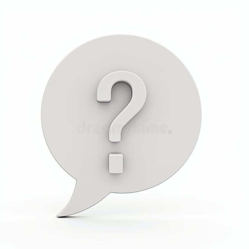 3D Speech Bubble Icon with a Question Mark Symbol, Rendered in a Clean ...