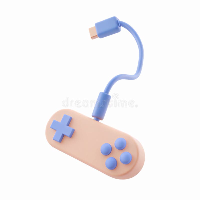 Minimalist Pastel Gaming Controller with USB Cable on Transparent ...