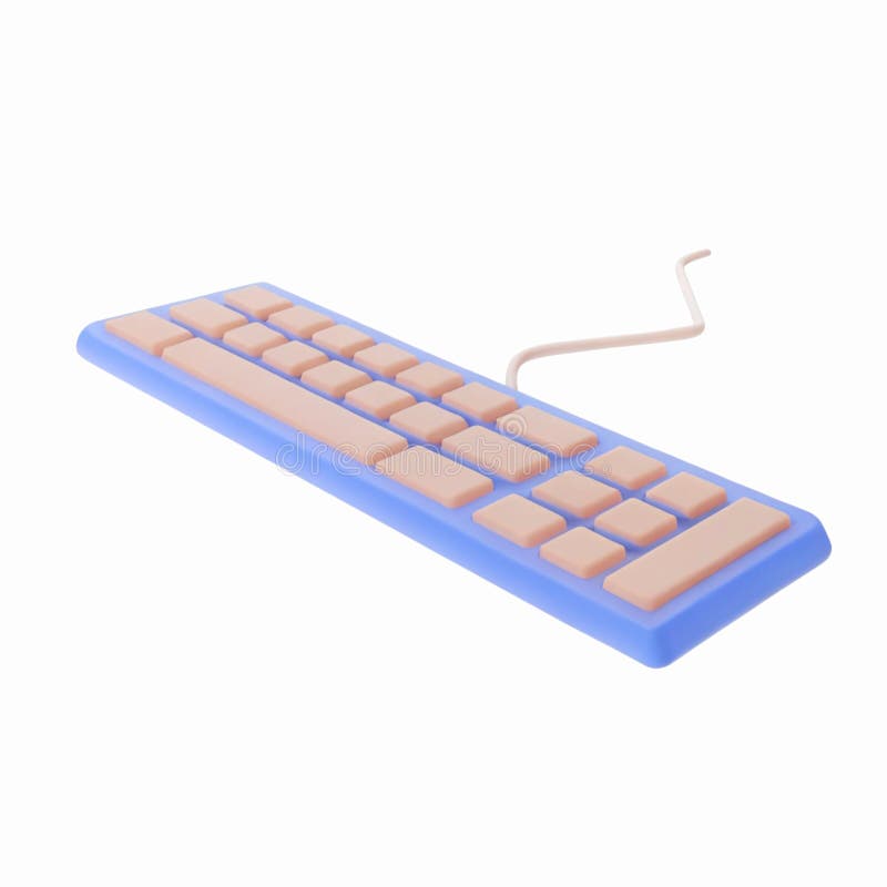 Minimalist Light Blue Keyboard with Beige Keys and Curved Wire on ...