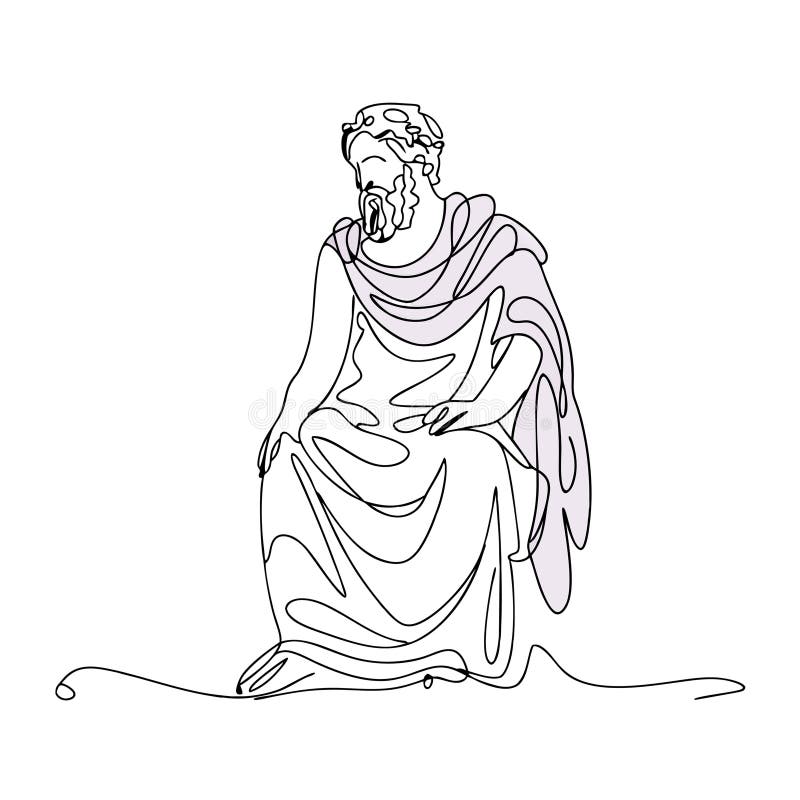 Ancient Philosopher Line Art Minimalist Vector Illustration Symbolizing ...