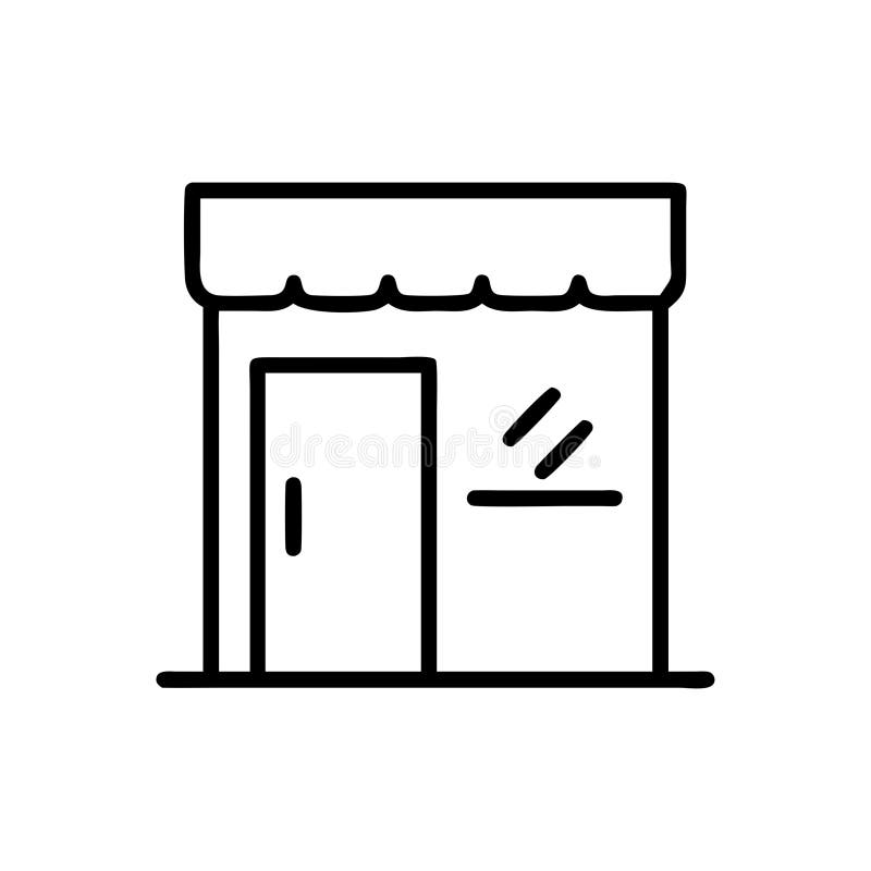Minimalist Line Art of a Small Storefront with Canopy Ideal for ...