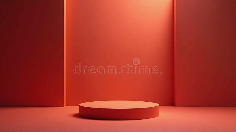 The Image Features a Minimalist, Monochromatic Red Environment with a ...