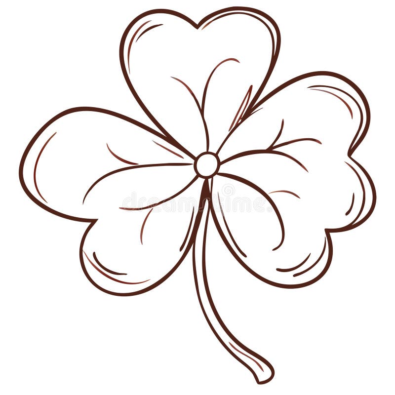 Four Leaf Clover Outline Vector Symbol of Luck and Prosperity Stock ...