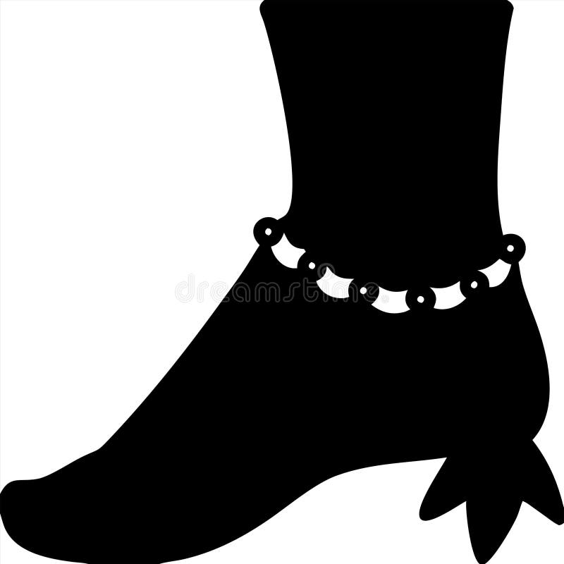 Silhouette of Ankle with Beaded Anklet Jewelry Vector for Fashion ...