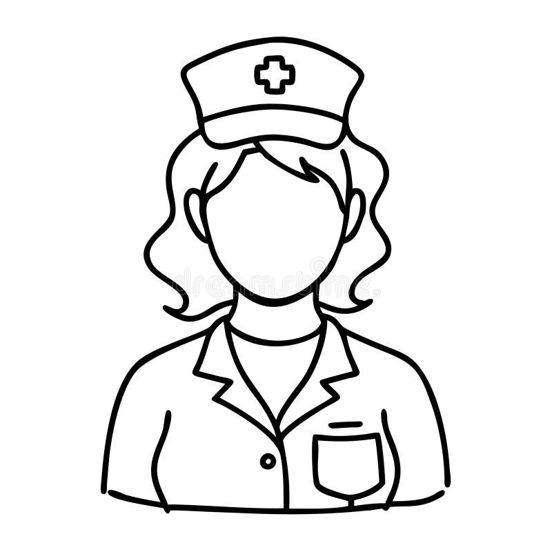 Nurse Outline Vector Illustration for Healthcare and Medical Designs ...