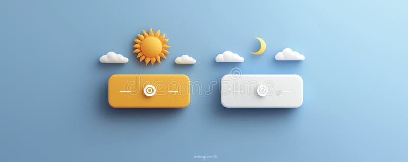 Flat Design Illustration of Day and Night Toggle Switches and Clouds ...