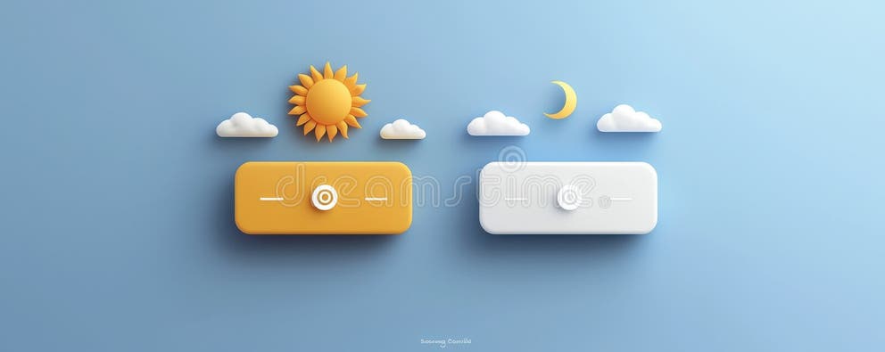 Flat Design Illustration of Day and Night Toggle Switches and Clouds ...