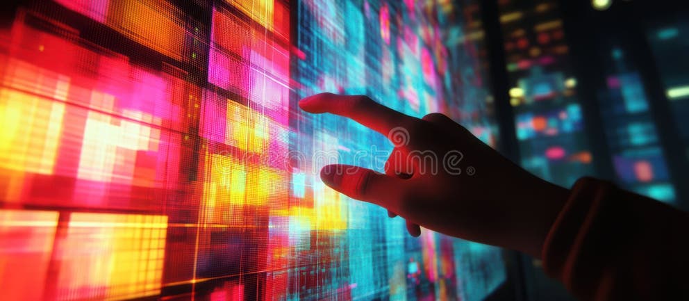 Retro Pixelated Digital Designs on Computer Screen in Modern Setting ...