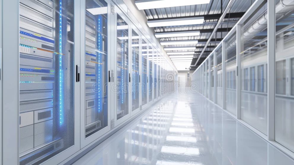 Modern Data Center with High-Tech Servers, Generative AI Stock Image ...