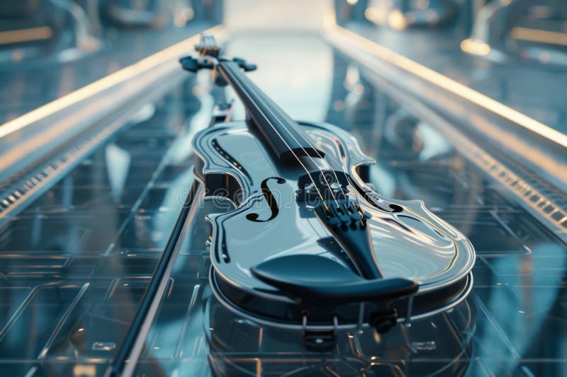 Sleek Electric Violin in Futuristic Setting Stock Illustration ...