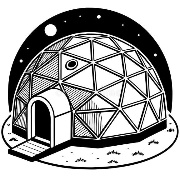 Geodesic Dome Structure with Pathway and Celestial Background for ...