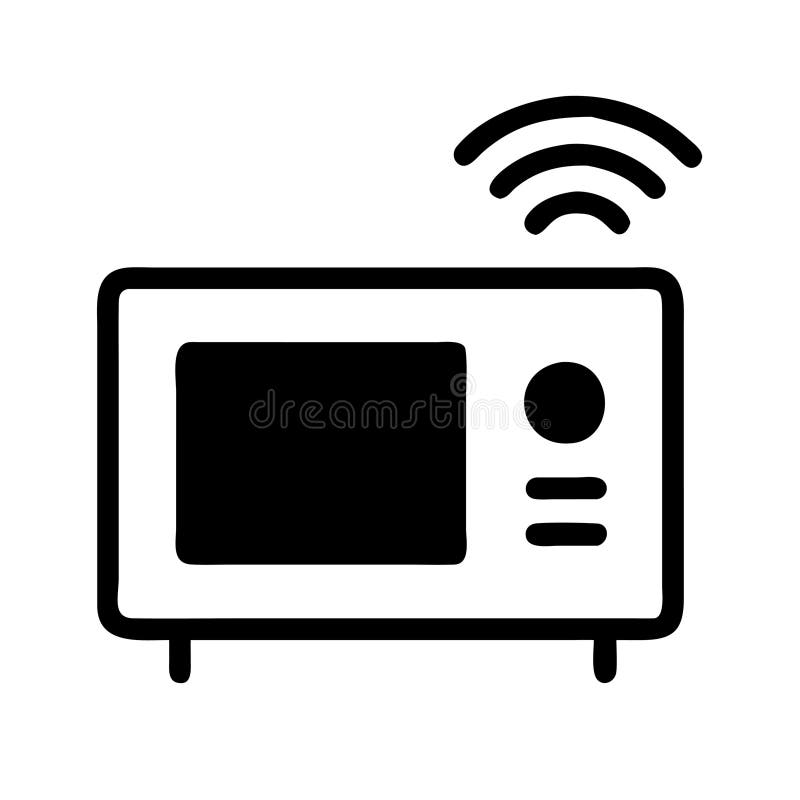 Microwave Oven with WiFi Signal Vector Illustration for Smart Kitchen ...