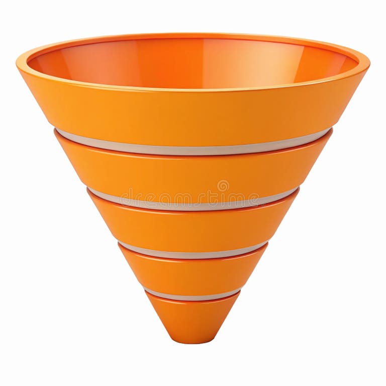 Orange Funnel with Smooth Curved Design for Kitchen and Laboratory Use with Transparent ...
