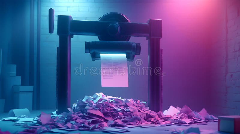 Innovative Paper Shredding Machine with Purple and Blue Lighting ...