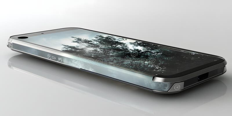 Modern Smartphone with Forest Wallpaper Stock Illustration ...