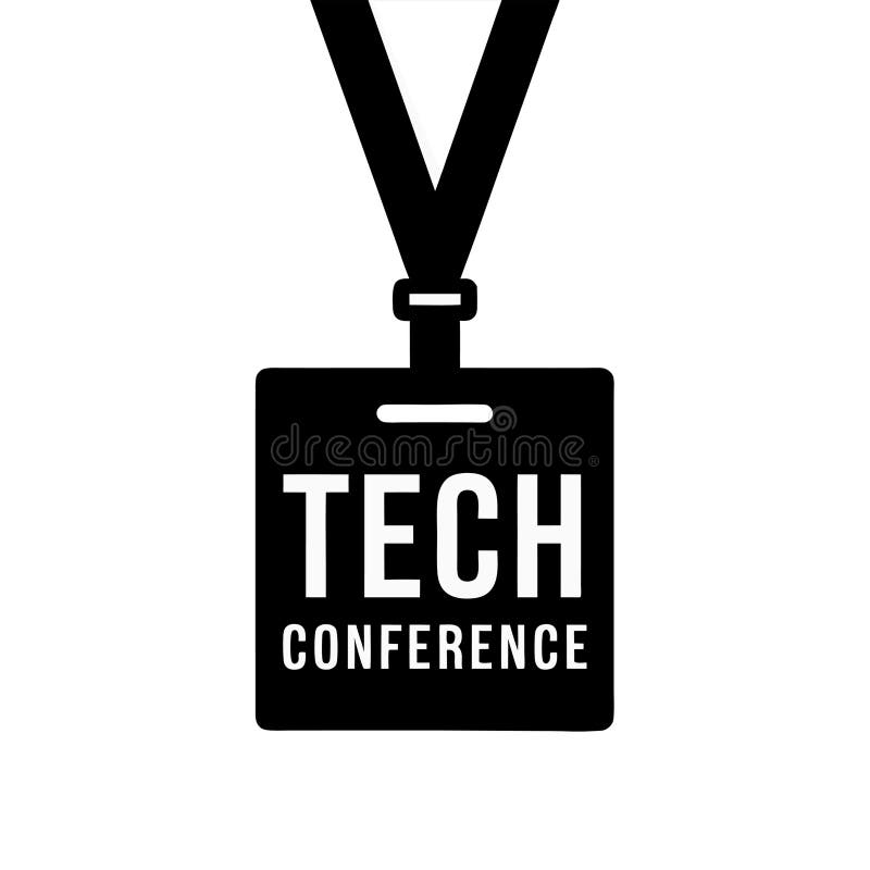 Tech Conference Badge Vector Illustration for Event Branding and Design ...