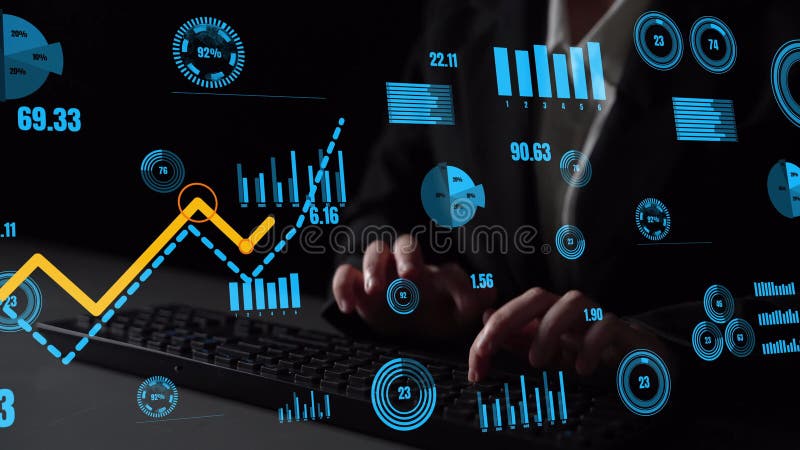 Dynamic Data Visualization with Graphs, Charts, and Metrics Showcasing Analysis, Growth Trends ...