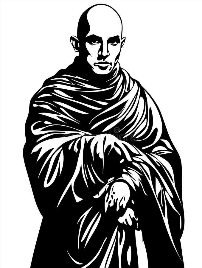 Mysterious Man in Draped Cloak Vector Art for Tattoos and Posters Stock ...