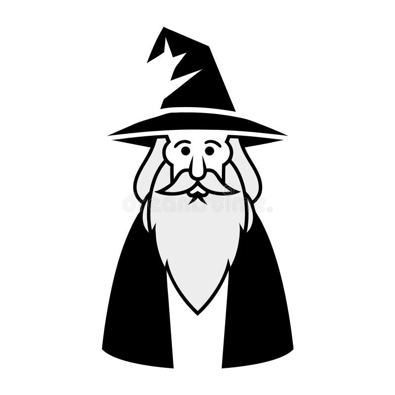 Mysterious Wizard Portrait with Hat and Robe Vector Illustration Stock ...