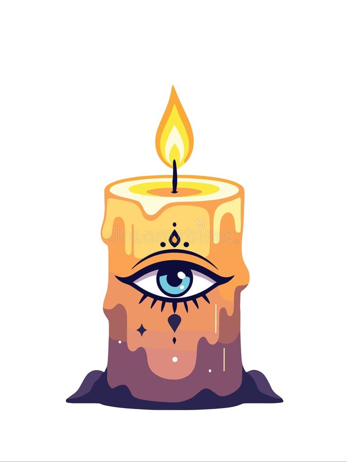 Mystical Burning Candle with Blue Eye Spiritual Symbol Stock Vector ...