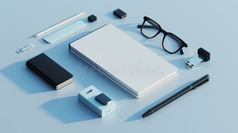 Office Desk Accessories Arrangement - Generative AI Stock Image - Image ...