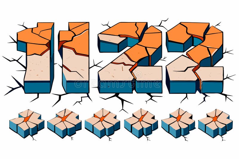 1122 Number Cracked Illustration Vector Stock Vector - Illustration of ...