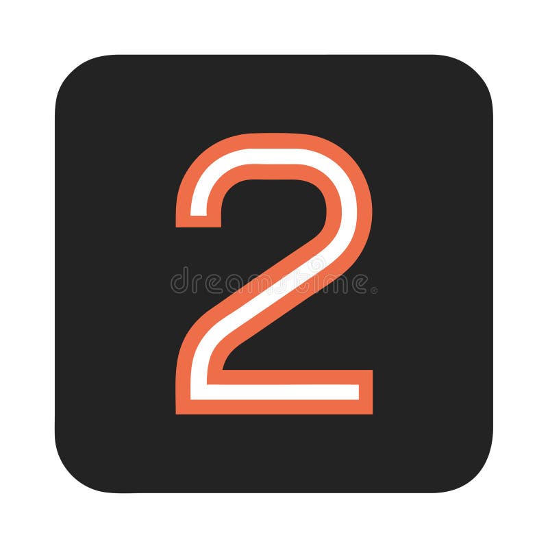 Bold Number Two in Black Square with Orange Outline Vector Art Stock ...
