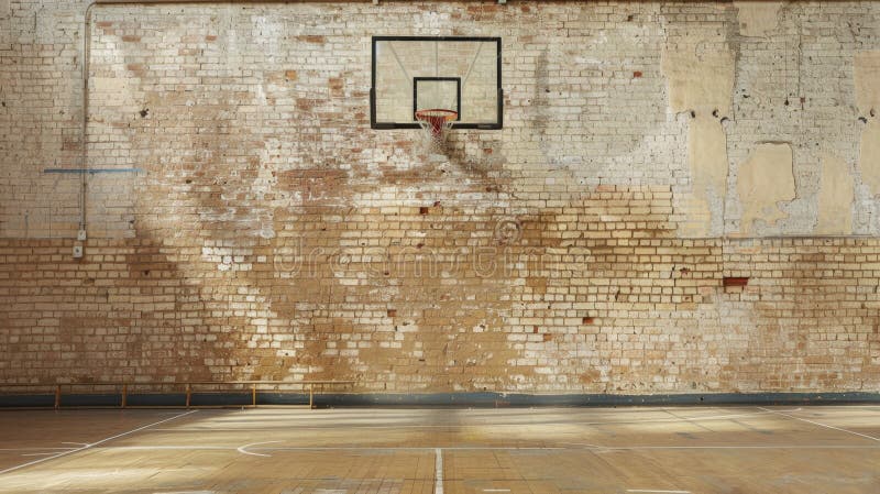 Vintage Basketball Court with Brick Wall, Generative AI Stock Image ...