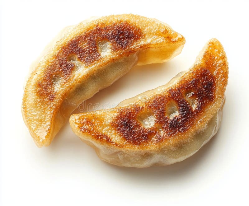 The Image Features One Fried Gyoza Dumpling Alone on White, Captured ...