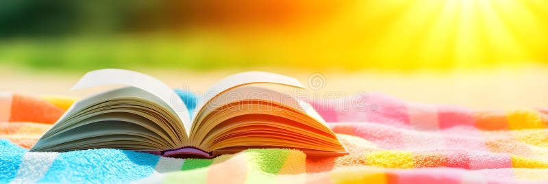 Open Book on Colorful Blanket Stock Illustration - Illustration of ...