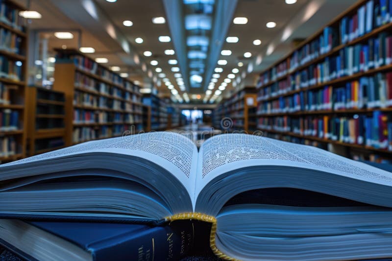 Open Book in a Library, Knowledge and Education Concept Stock ...