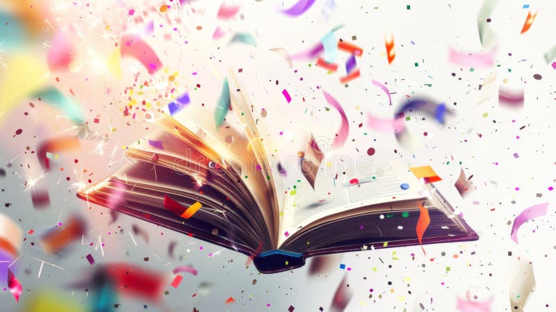 Celebration of Knowledge with an Open Book and Confetti, Generative AI Stock Photo - Image of ...