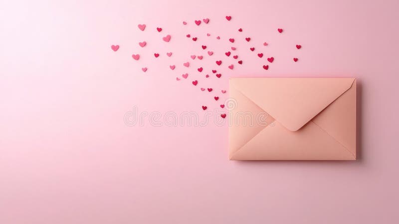 Heartfelt Message in Open Envelope on Pretty Pink Background Stock ...