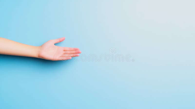 Open Hand Reaching Out on Soft Blue Background Ideal for Concepts of ...