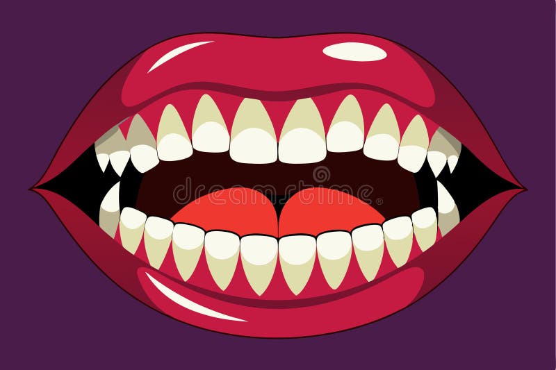 The Image Features an Open Mouth with a Gleaming Set of Sharp Teeth and ...