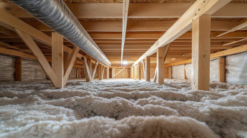 An InDepth Detailed View of a Crawl Space Featuring Insulation and ...