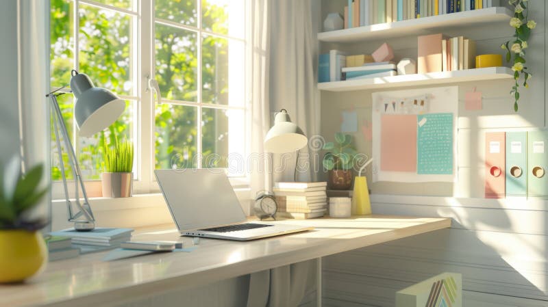 Serene Workspace. Organized Study Room with a Clean Desk and Natural ...