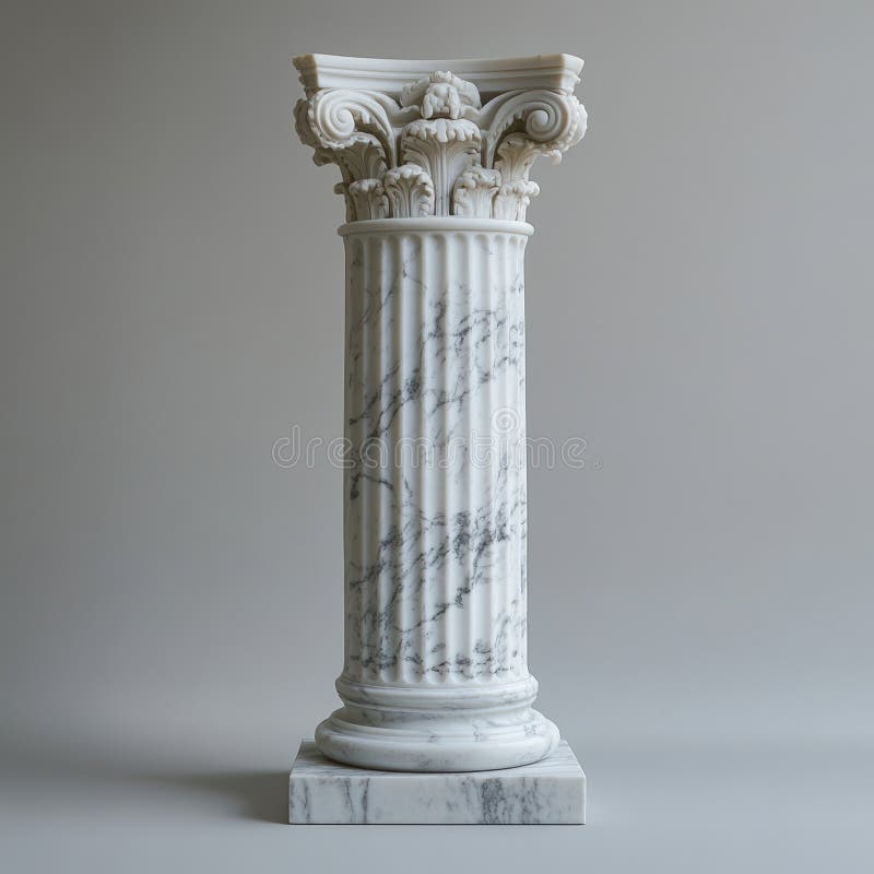 The Image Features an Ornate Marble Column with Corinthian Capitals ...