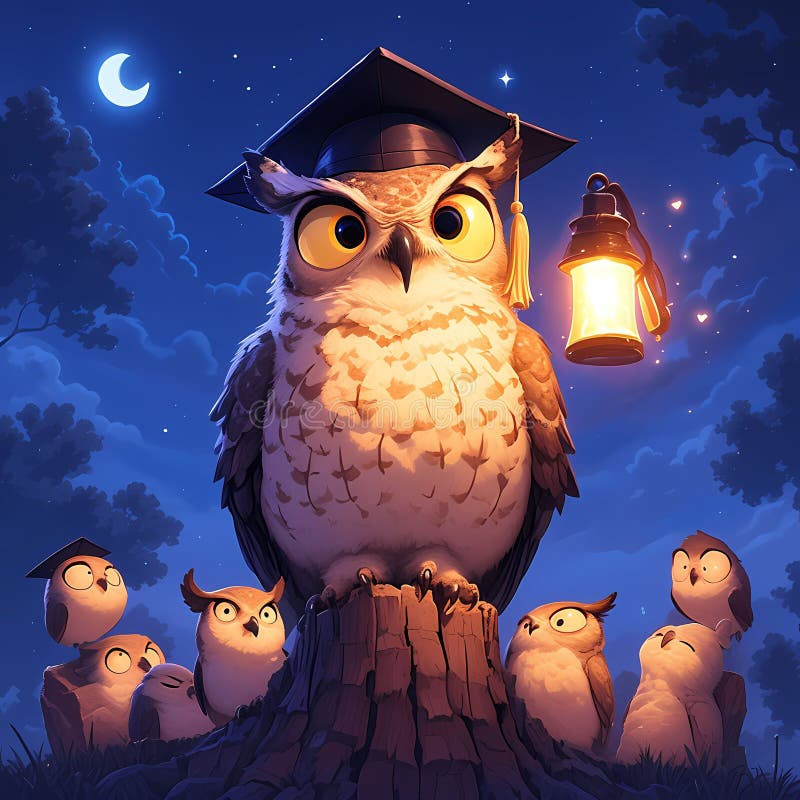 Inspiring Owl Educator stock illustration. Illustration of inspiration ...